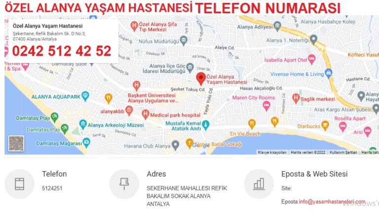 Alanya Yaşam Hastanesi Telefon No – HASTANE RANDEVU ALMA